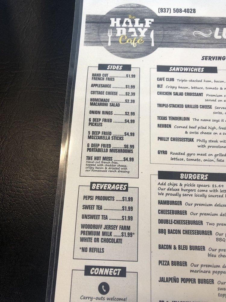 Menu at Half Day Cafe, Urbana