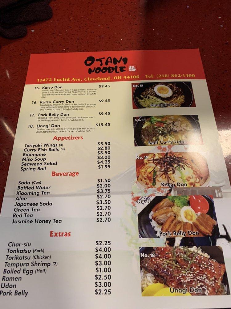 Menu at Otani Noodle - Uptown restaurant, Cleveland, Euclid Ave
