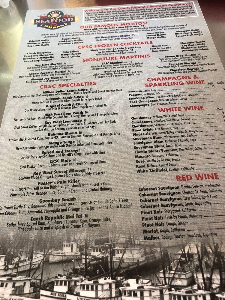 Menu at Boat House Bar & Grill, Key West, 220 Margaret Street