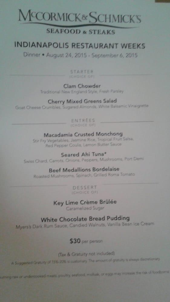 Menu at McCormick & Schmick's Seafood & Steaks pub & bar, Indianapolis ...