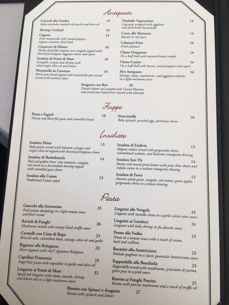 Menu at Sergio's Saw Pit restaurant, Port Chester
