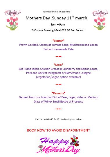 Menu at The Haymaker Inn pub & bar, Chard, Haymaker Inn
