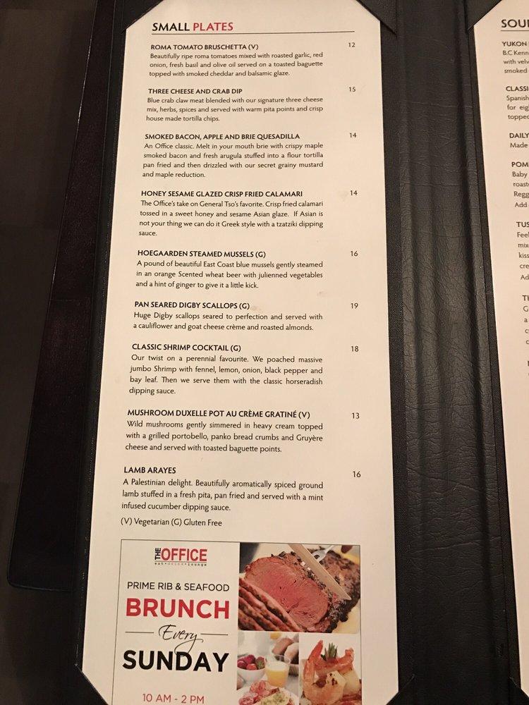 Menu at The Office restaurant, Grande Prairie, 100 St