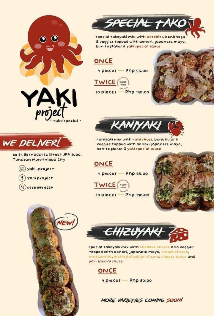 Menu at Yaki Project restaurant, Muntinlupa