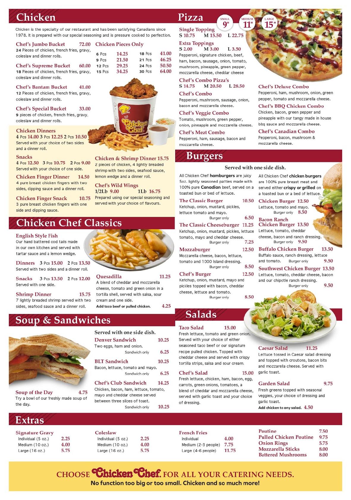 Menu at Chicken Chef restaurant, Sioux Lookout