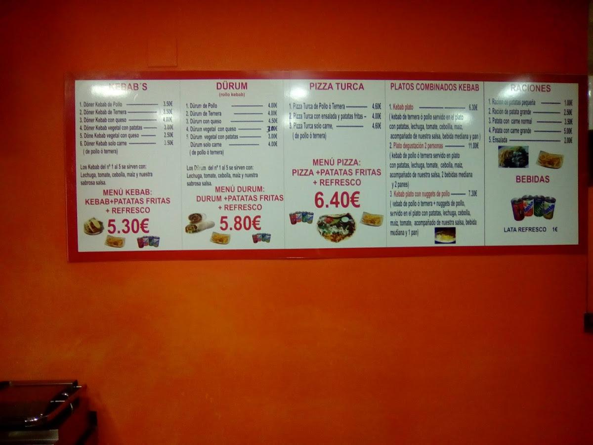 Menu at Döner Kebab Paris restaurant, Arjona