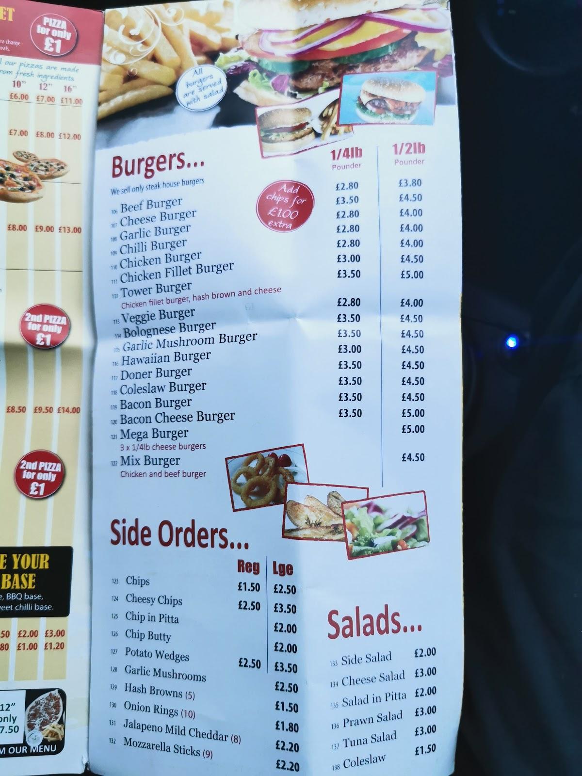 Menu at Pizza House pizzeria, Hornsea