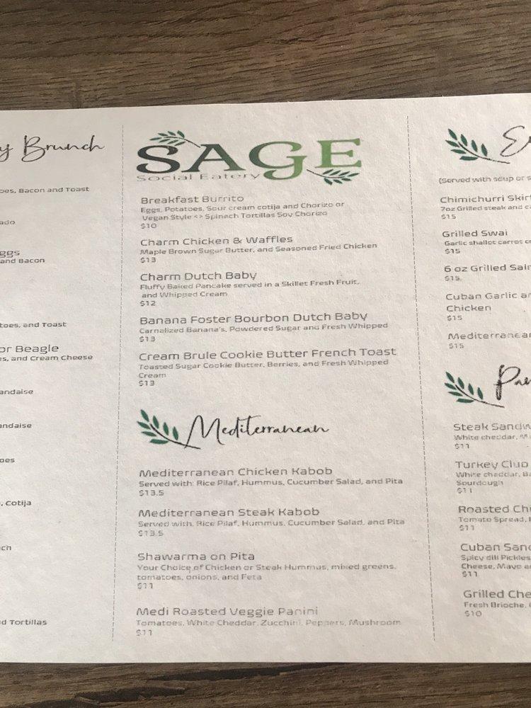 Menu at Sage Social Eatery - Covina restaurant, Covina