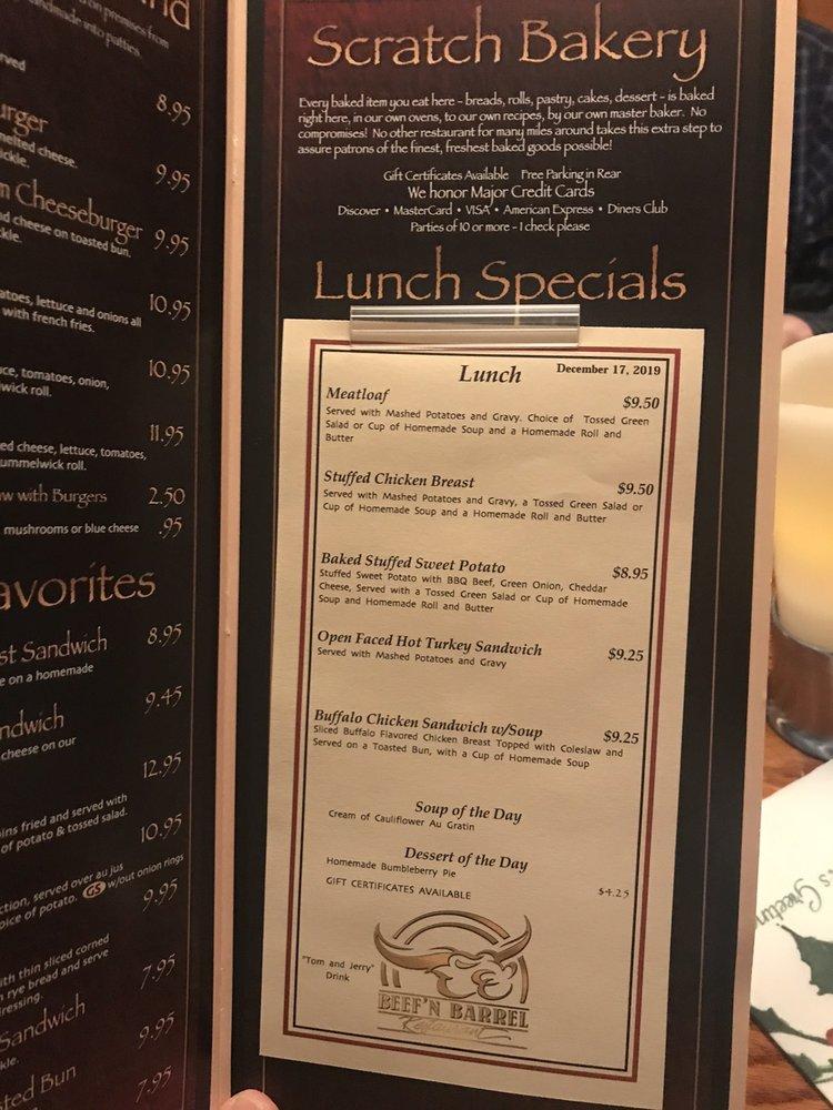 Menu at Beef-N-Barrel, Olean