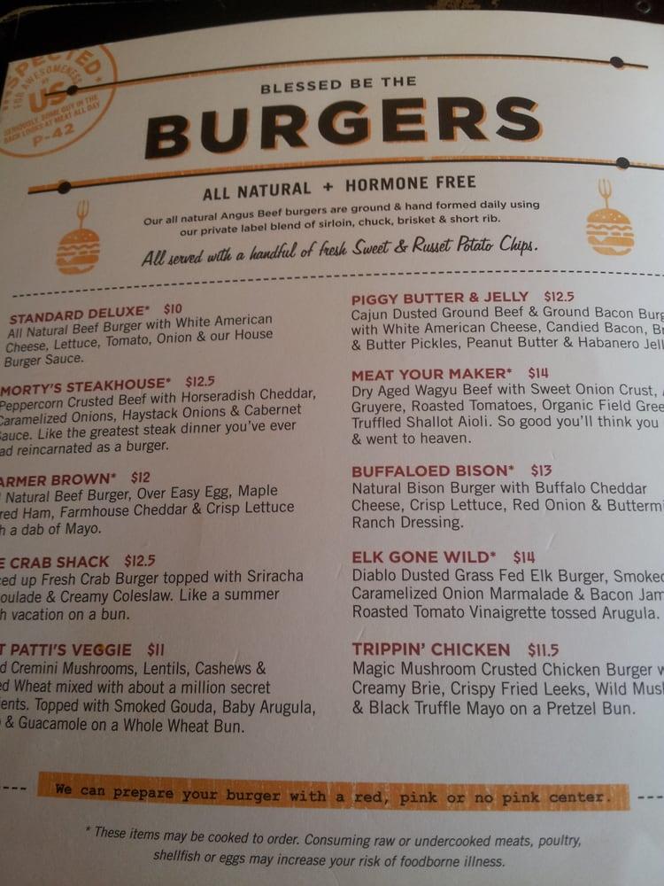 Menu at Burgatory pub & bar, Robinson Township