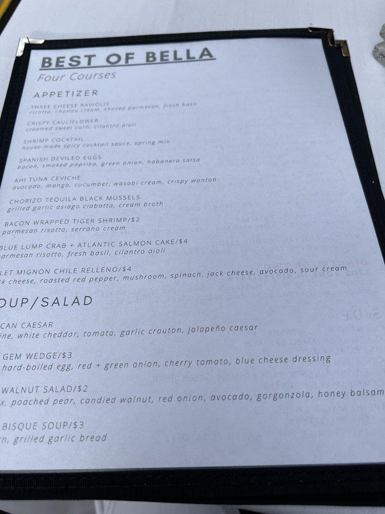 Menu at Casa Bella steakhouse, Ventura