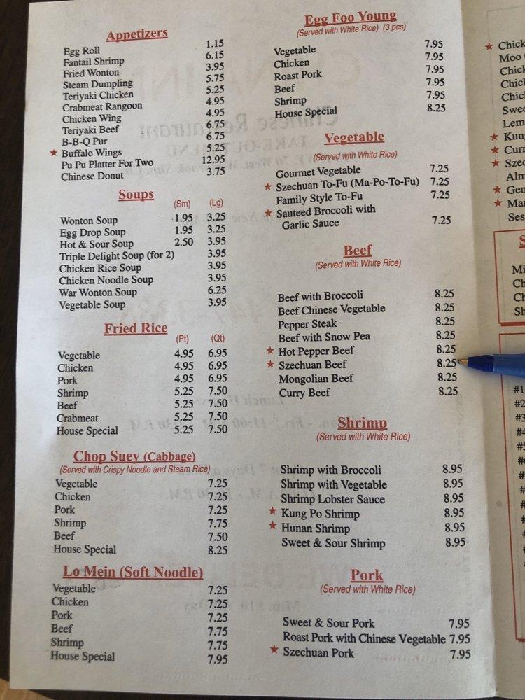 Menu at China Inn Chinese Restaurant, Havelock, 518 U.S. Hwy 70 W