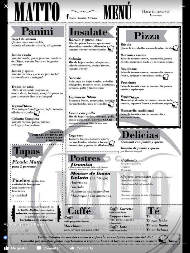 Menu at Matto Plaza Canning restaurant, Canning