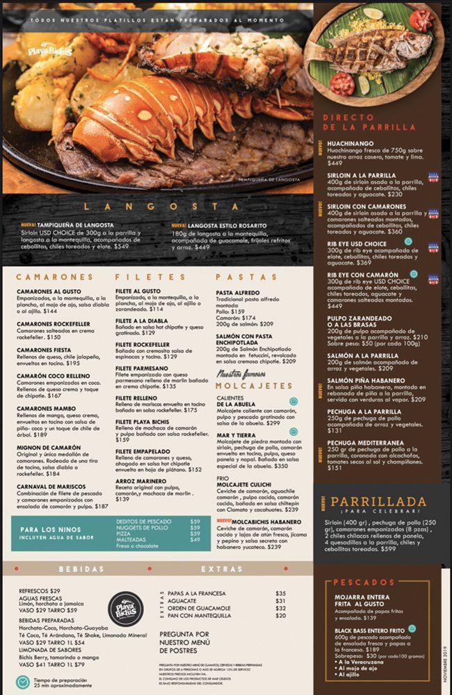 Carta del restaurante Playa Bichis - Gomez Morin, Ciudad Juarez, Blvd ...