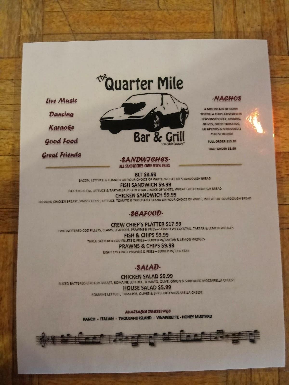Menu at Quarter Mile pub & bar, Yelm