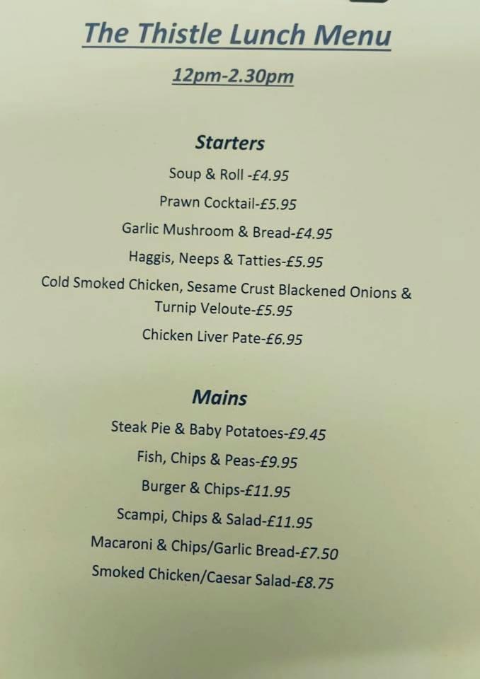 Menu at Thistle Hotel pub & bar, Milnathort