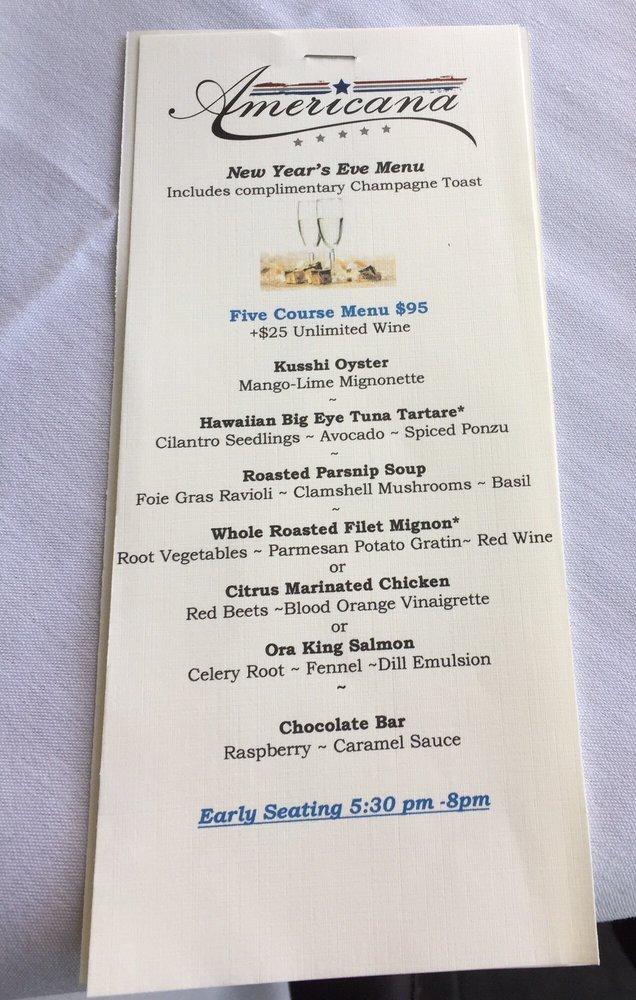 Menu at Americana Restaurant, Las Vegas