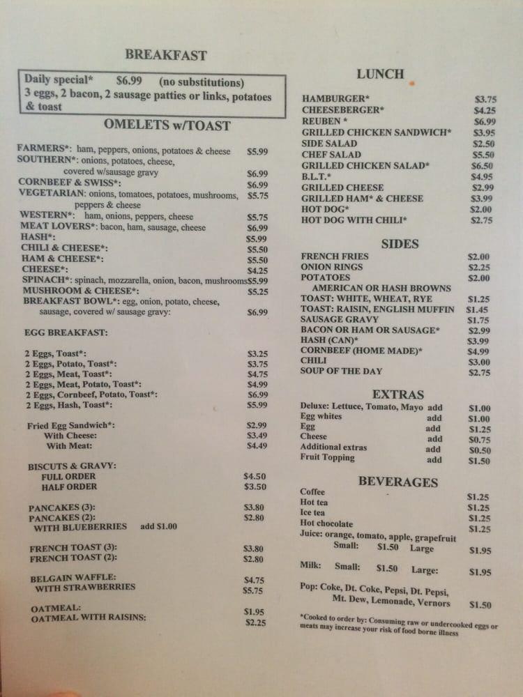 Menu at Aunt Betty's Restaurant, Pinckney