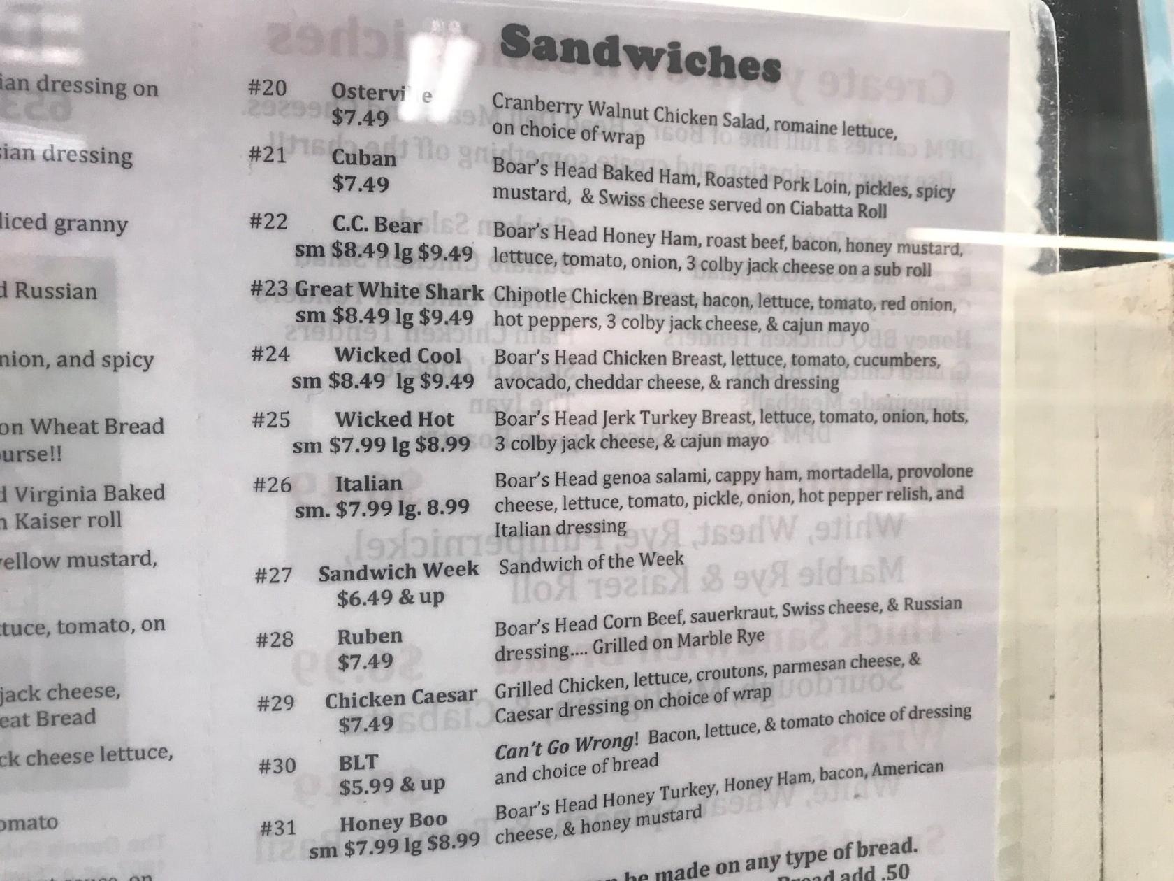 Menu at Dennis Public Market, Dennis