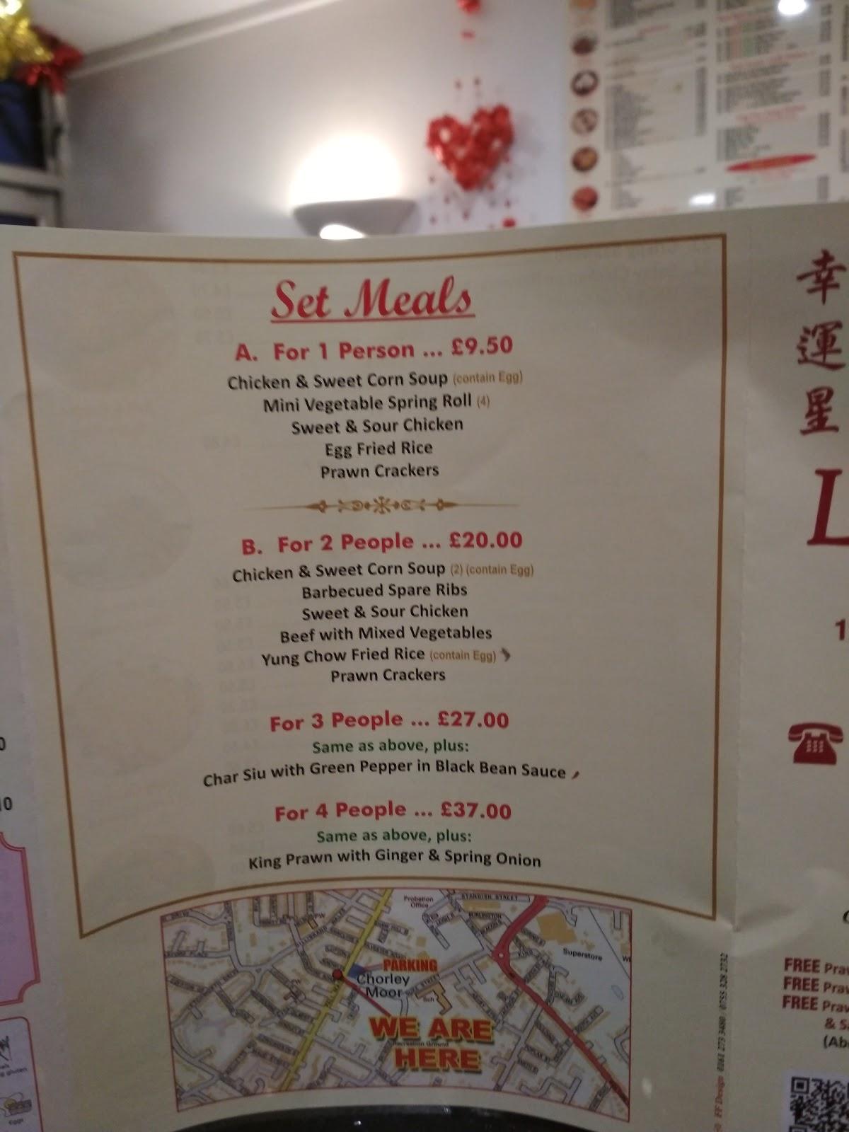 Menu at Lucky Star Chinese Take Away fast food, Chorley