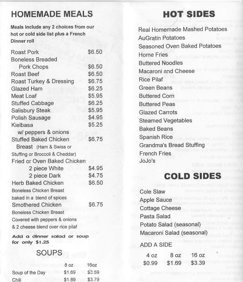 Menu at Meal Ticket restaurant, Akron