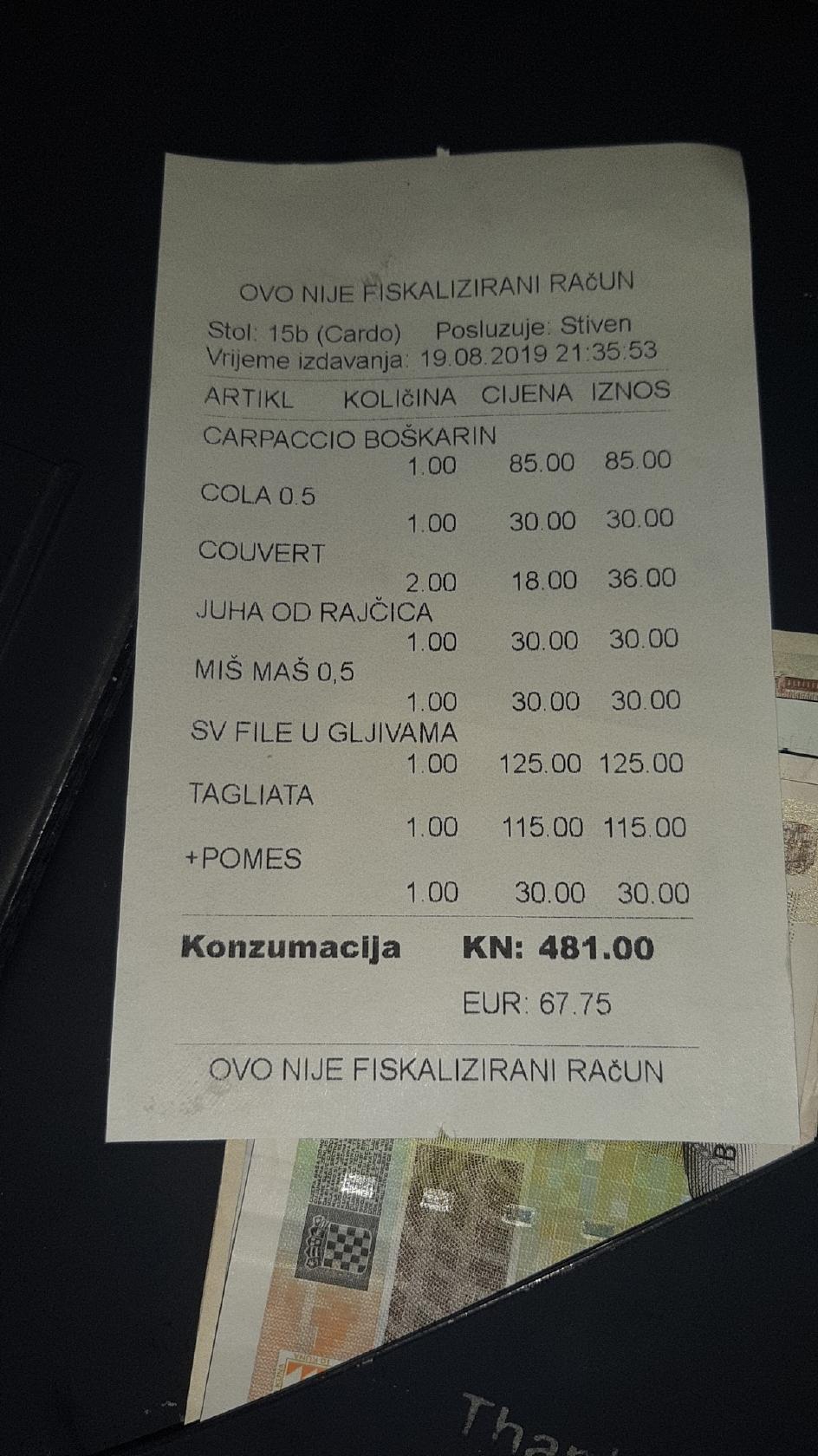 Menu at Restaurant Cardo, Poreč