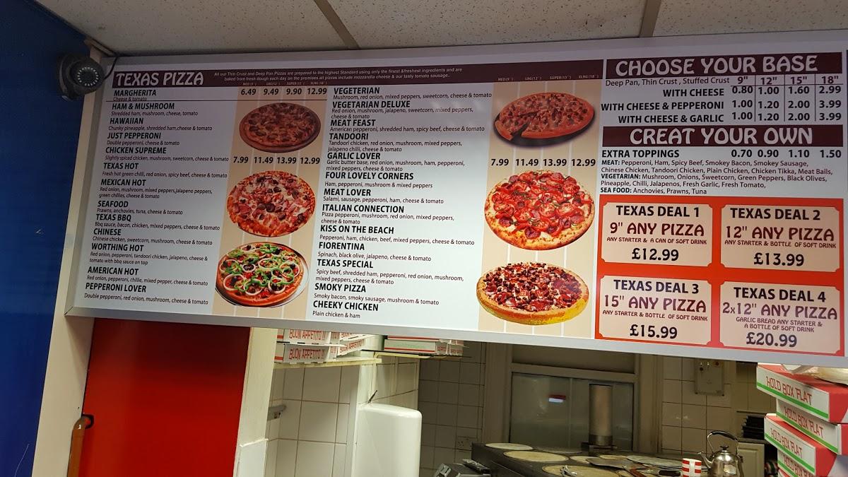 Menu at Texas Pizza pizzeria, Worthing