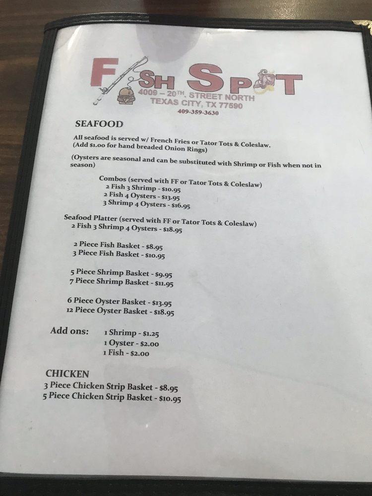 Menu at The Fish Spot restaurant, Texas City