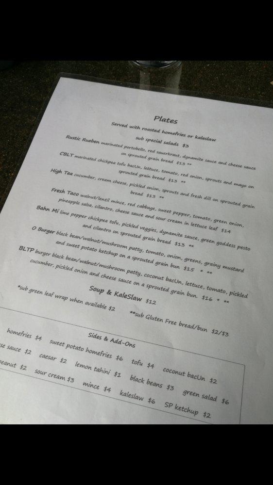 Menu at Grounded cafe, Stratford