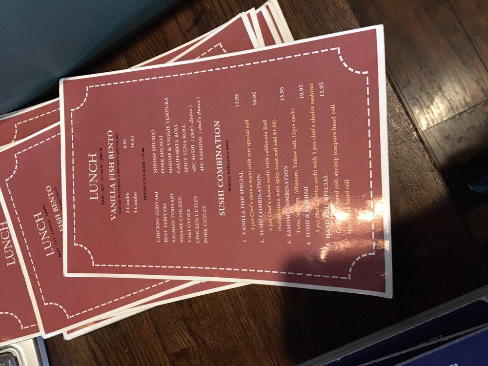 Menu at Vanilla Fish restaurant, Chino Hills