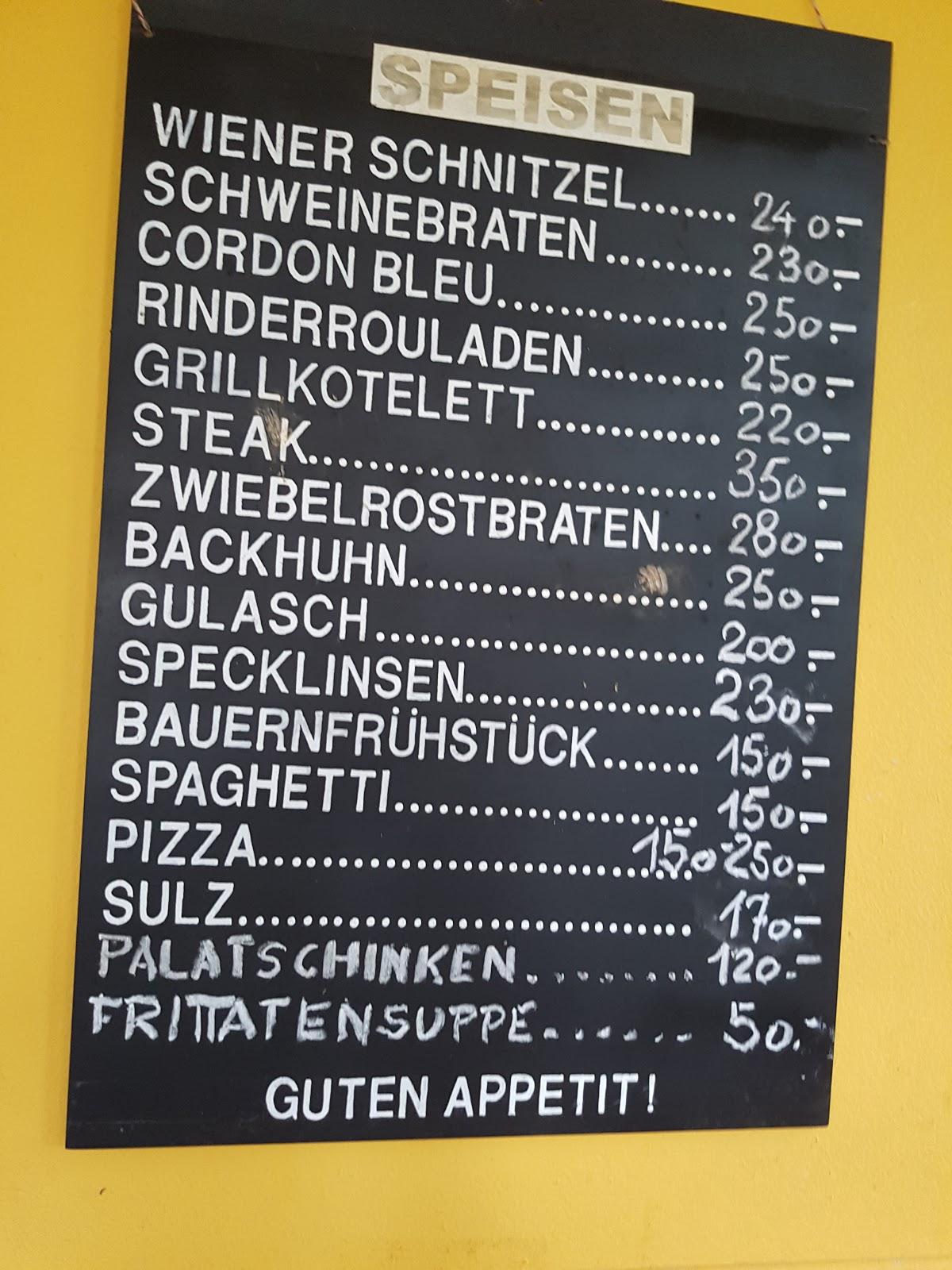 Menu at Wiener Heuriger restaurant, Kathu, W8FH+3WH