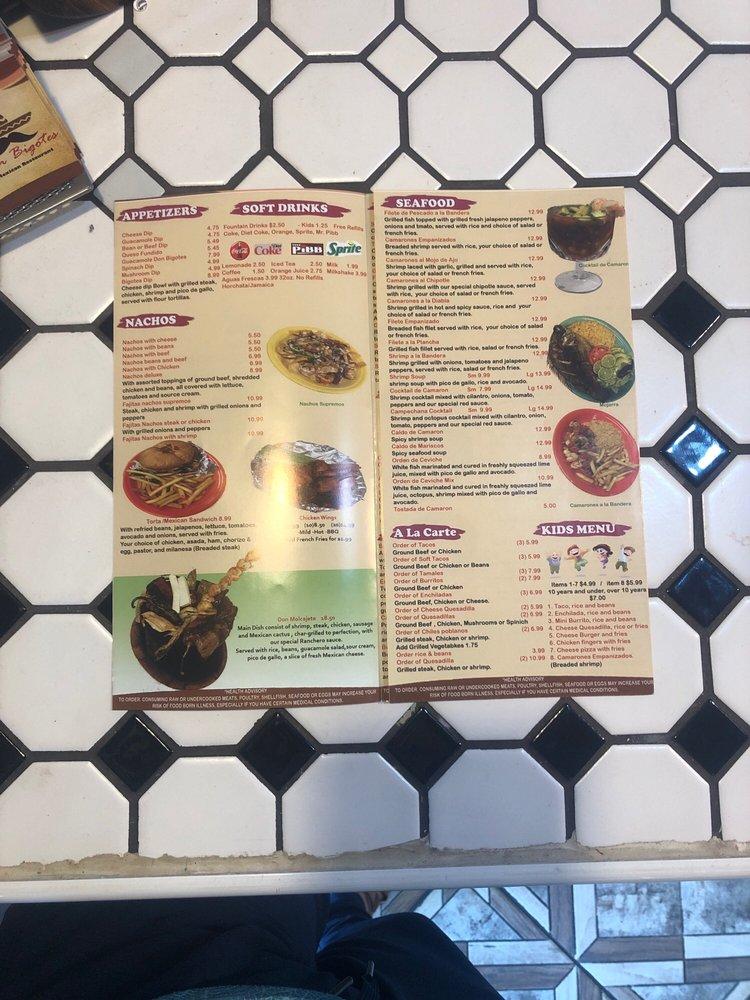 Menu at Don Bigotes Mexican Restaurant, Spartanburg, 508 Springfield Rd