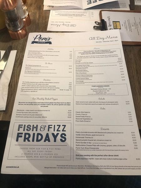 Menu at Pom's Kitchen And Deli restaurant, Lichfield