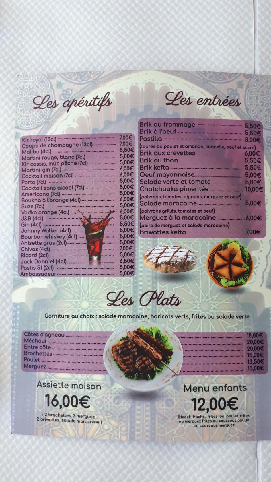 Menu at Safi restaurant, Porcheville