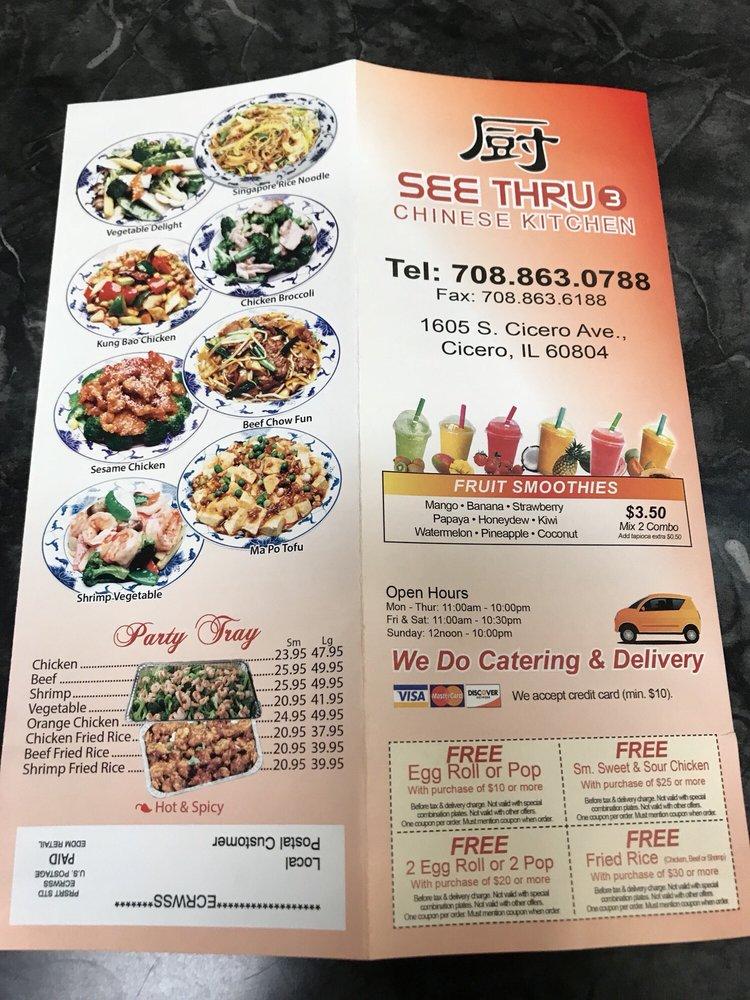 Menu at See Thru Chinese Kitchen restaurant, Cicero, S Cicero Ave
