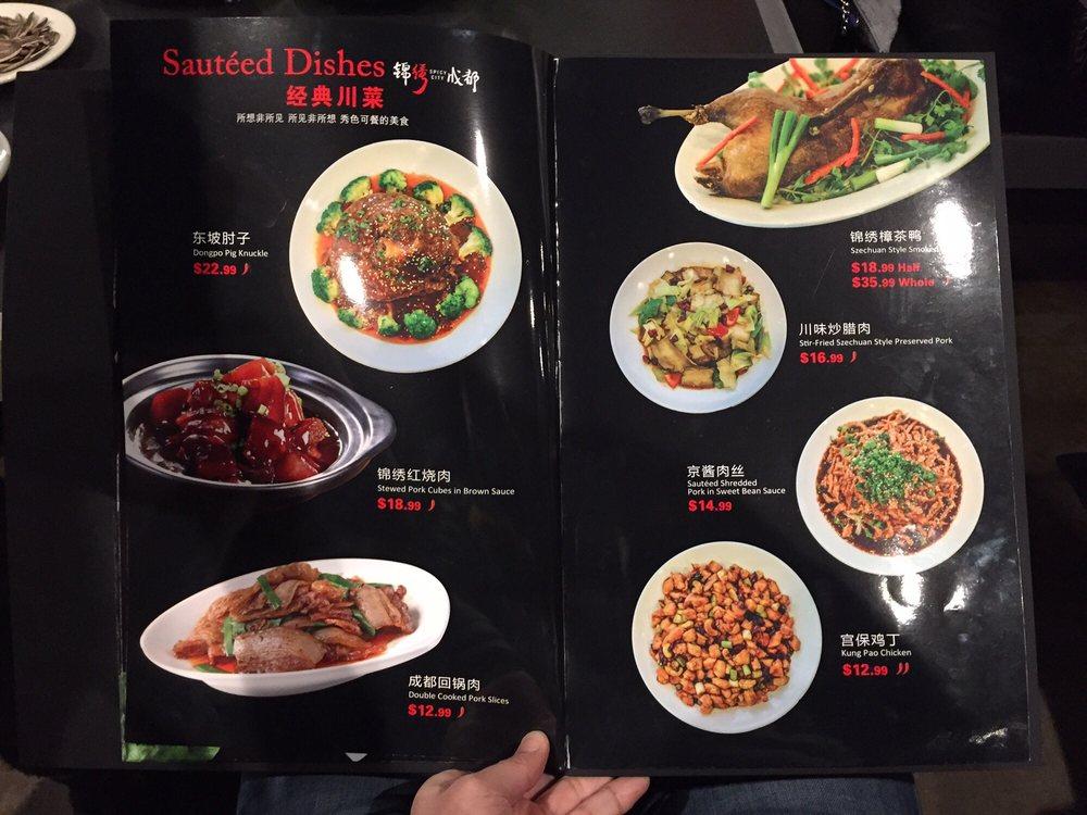 Menu at Spicy City restaurant, Redmond