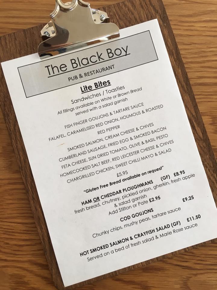 Menu at The Black Boy, Weeley pub & bar, Clacton-on-Sea