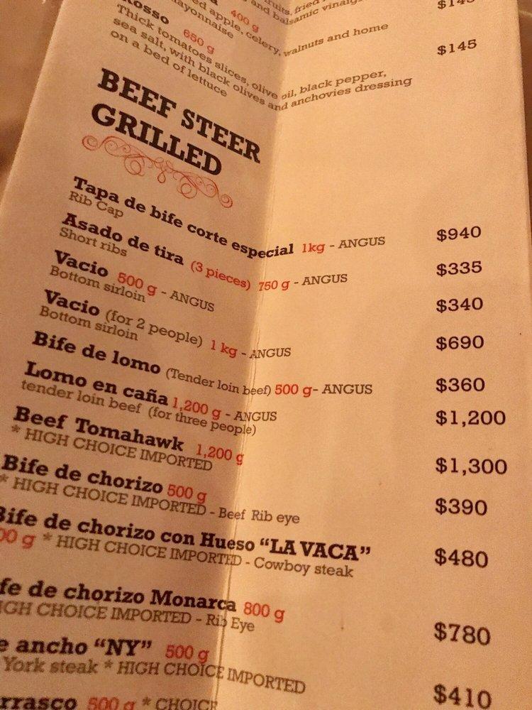 Menu at La Vaca Argentina Steak House steakhouse, Puerto Vallarta, Av ...
