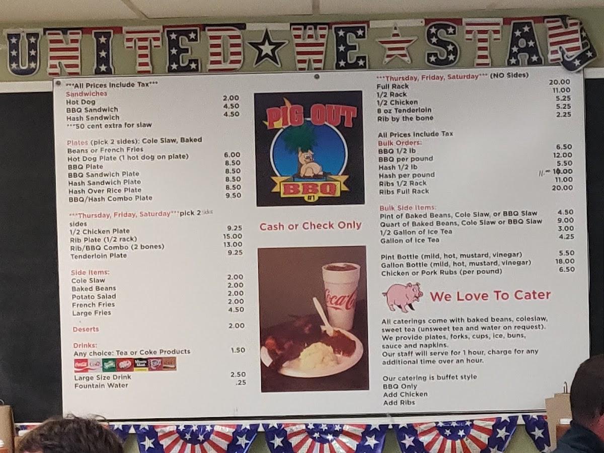 Menu at Pig Out BBQ, Wellford, New Cut Rd