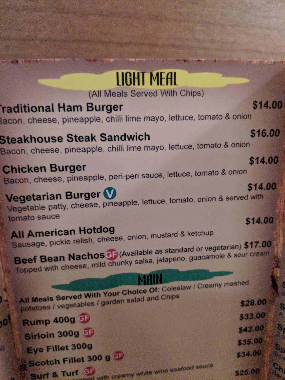Menu at Albury Steakhouse, Albury