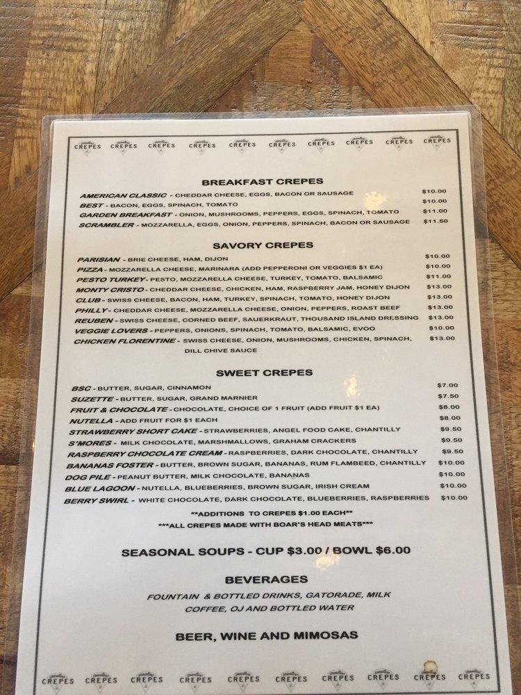 Menu at Creative Crêpes desserts, South Lake Tahoe, Lake Tahoe Blvd #7