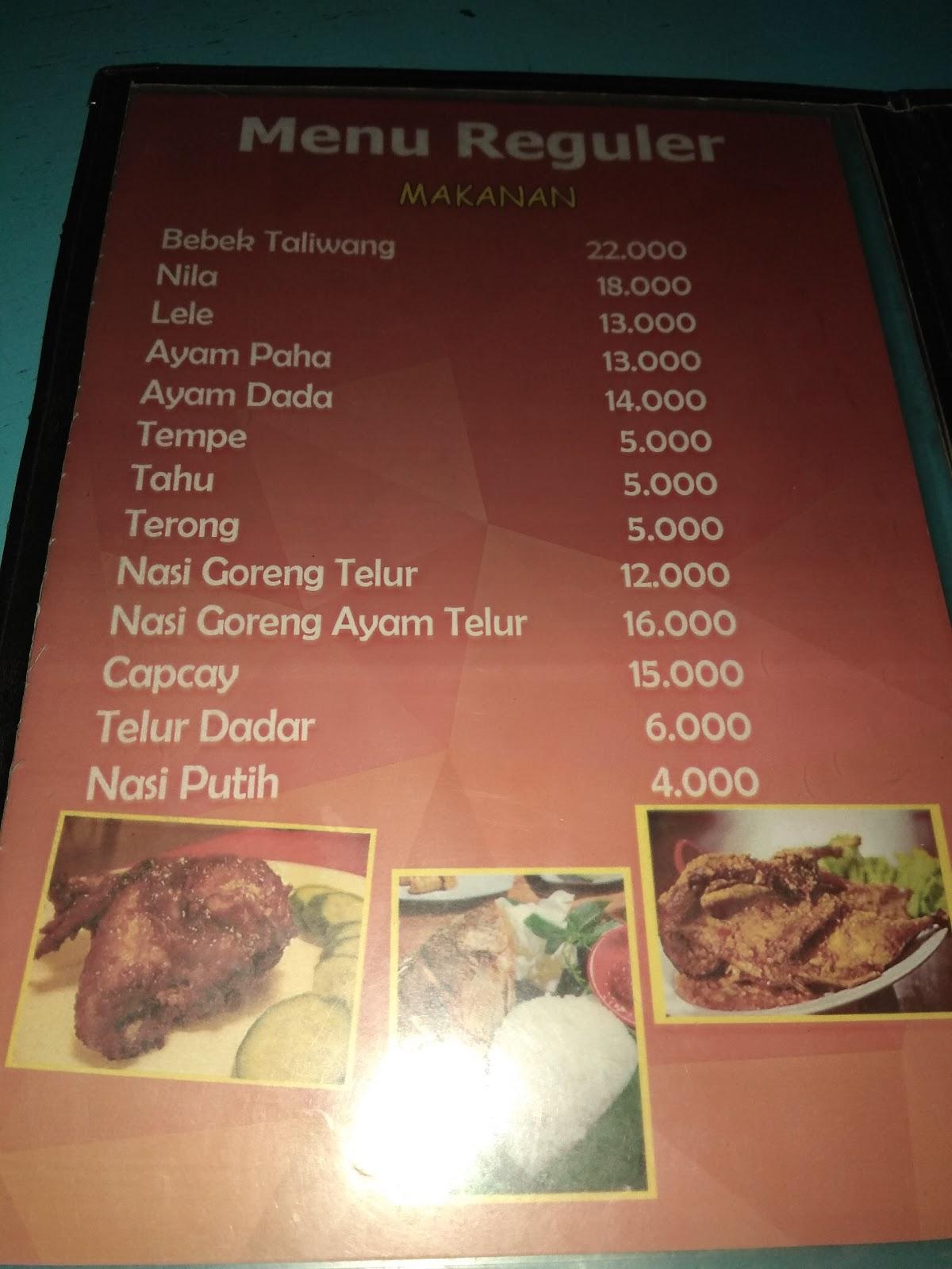 Menu at DUA KOKI BEBEK TALIWANG restaurant, Mataram