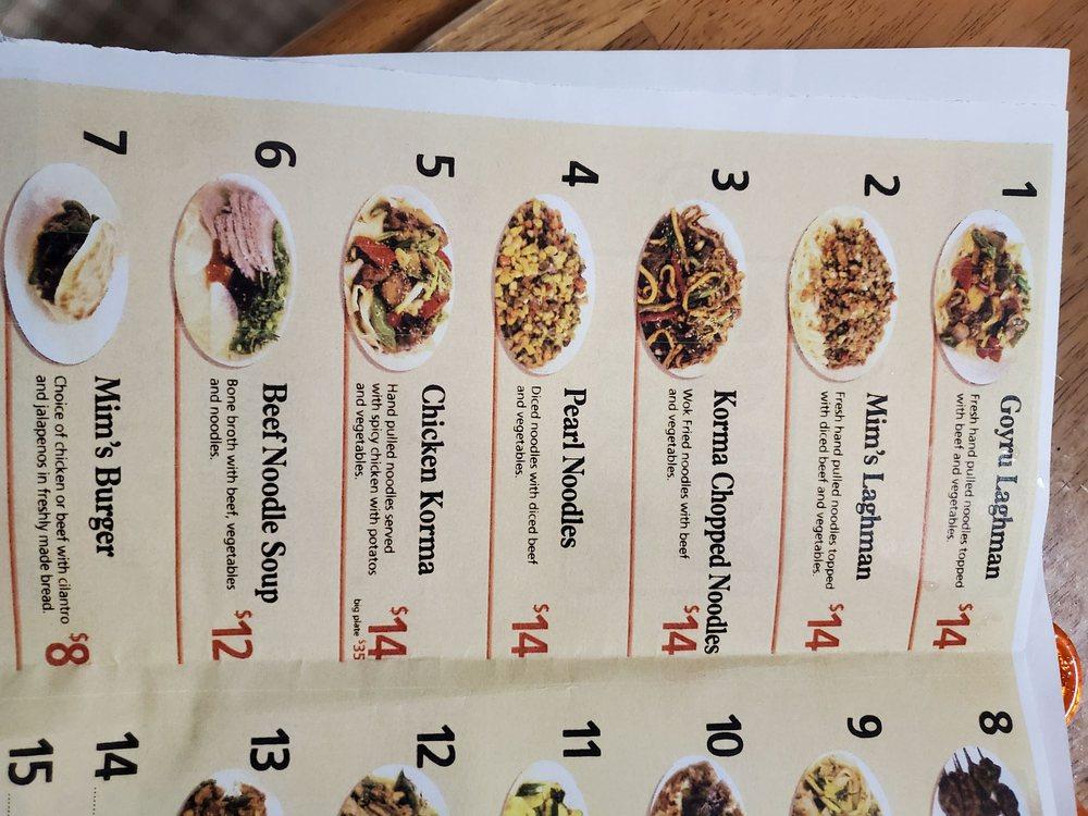 Menu at Mim's Food - Uyghur Cuisine restaurant, Fairfax