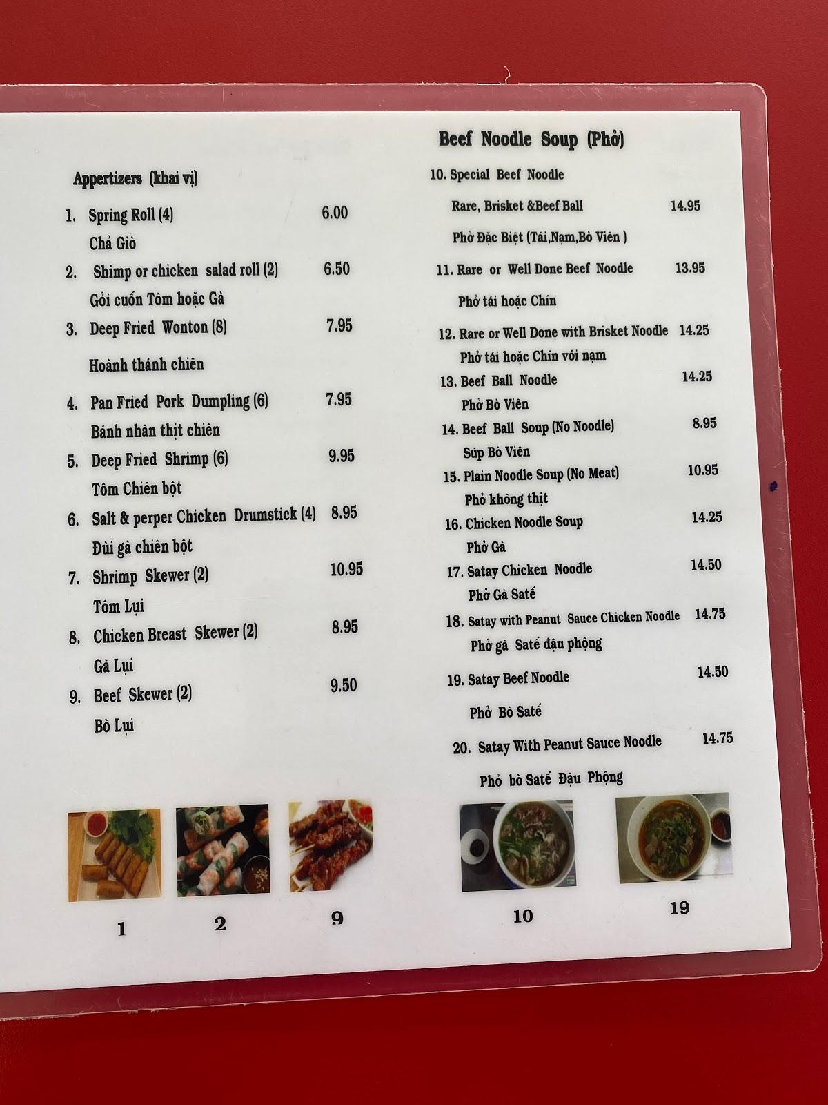 Menu at Pho Ly - Vietnamese Noodle & Rice House restaurant, Salmon Arm