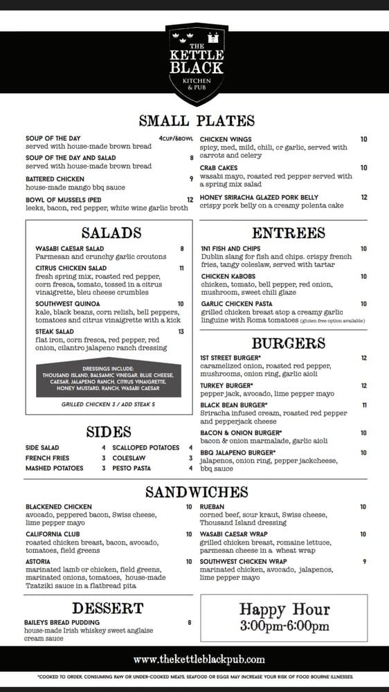 Menu at The Kettle Black Kitchen & Pub, Phoenix