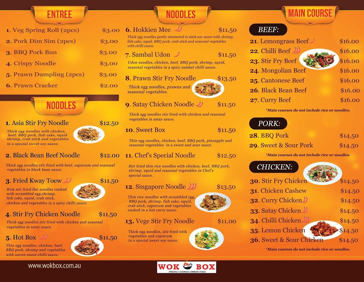 Menu at WOK BOX Sorell fast food, Sorell