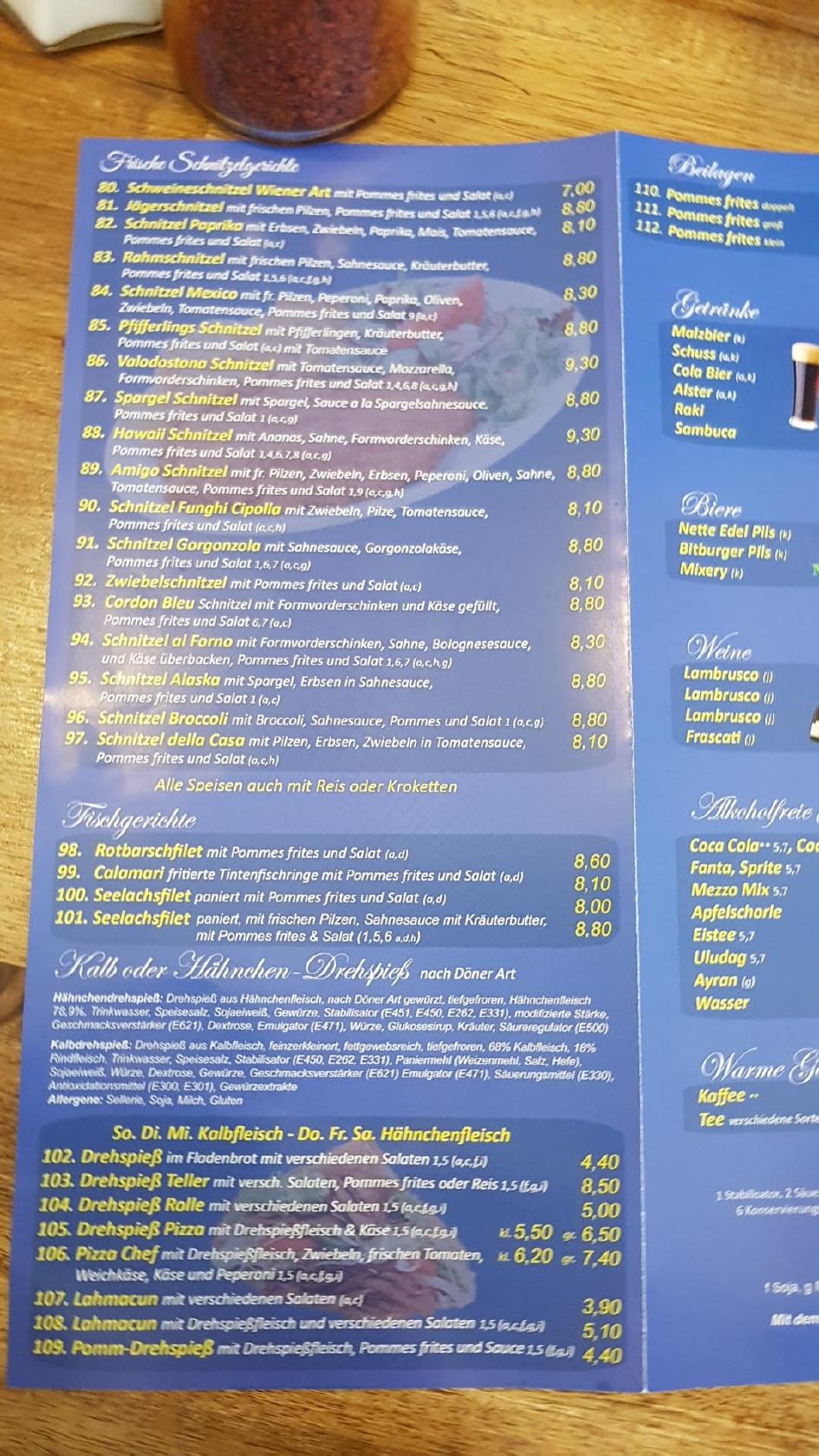 Speisekarte von Amigo Arkadas SPEZIAL (Pizza, Noodeln und Döner kebab ...