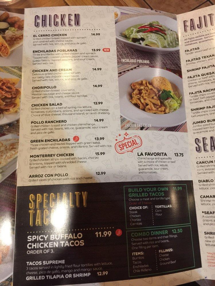 Menu at El Cerro Bar & Grill, Murrells Inlet, US-17 BUS