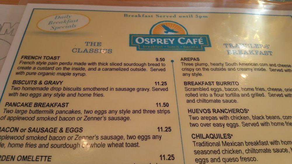 Menu at Osprey Café cafe, Seaside