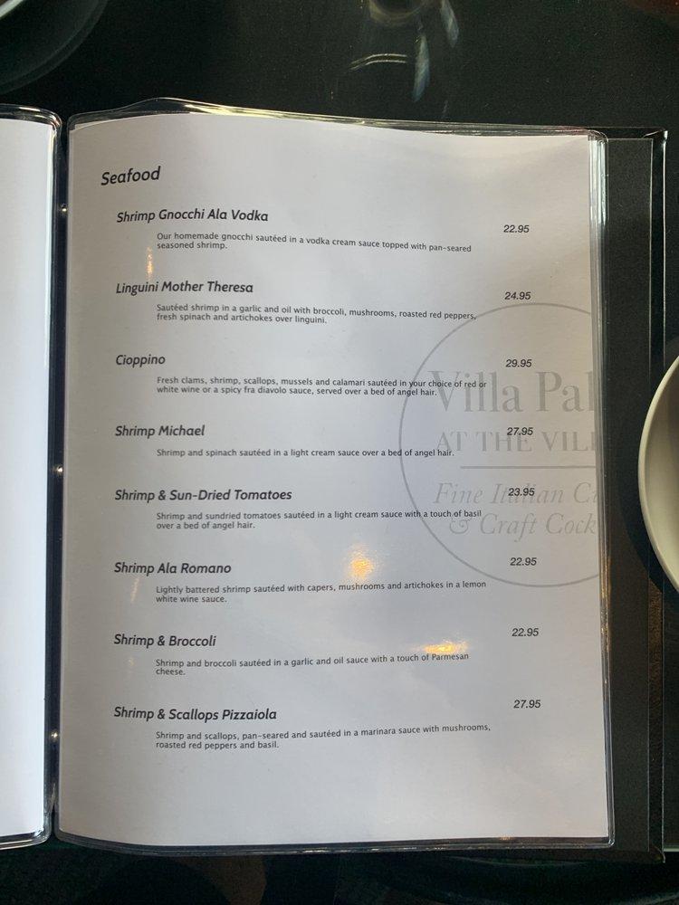 Menu at Villa Palma at the Village pub & bar, Cocoa